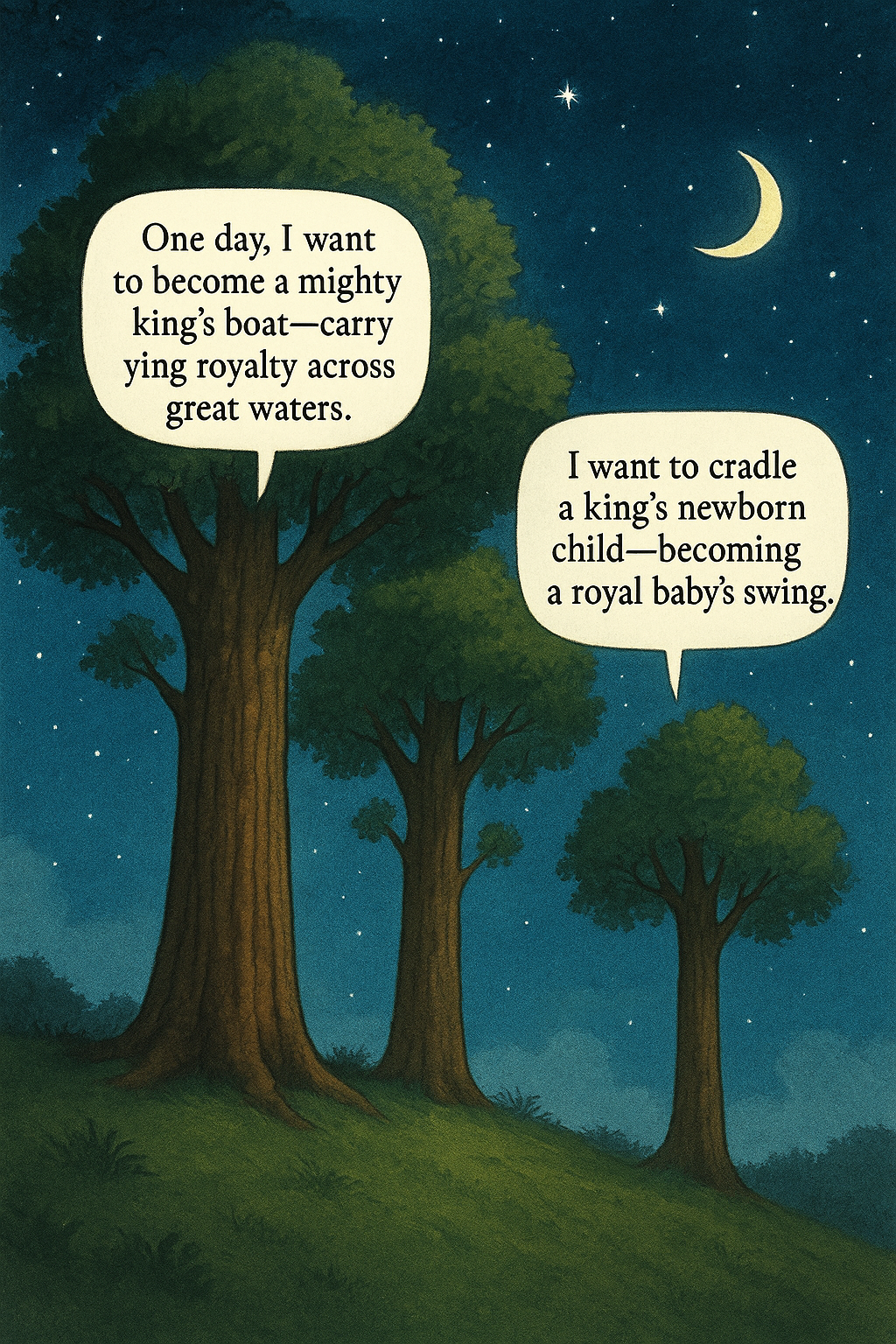 The Three Trees and Their Unexpected Dreams – Inspiring Moral Story for ...